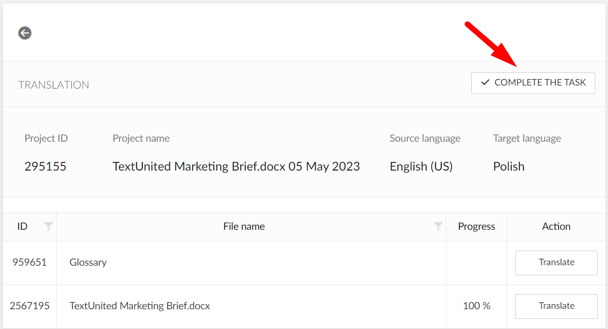 How to finish a translation task – Text United