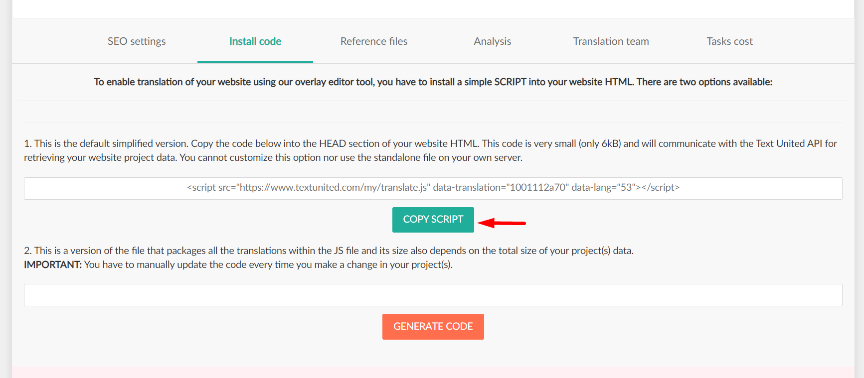 Website translation code snippet issues – Text United Website translation code snippet issues – Text United